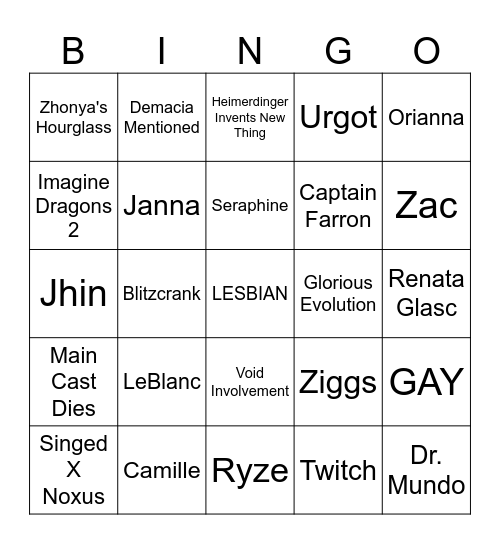 Arcane 2 Bingo Card