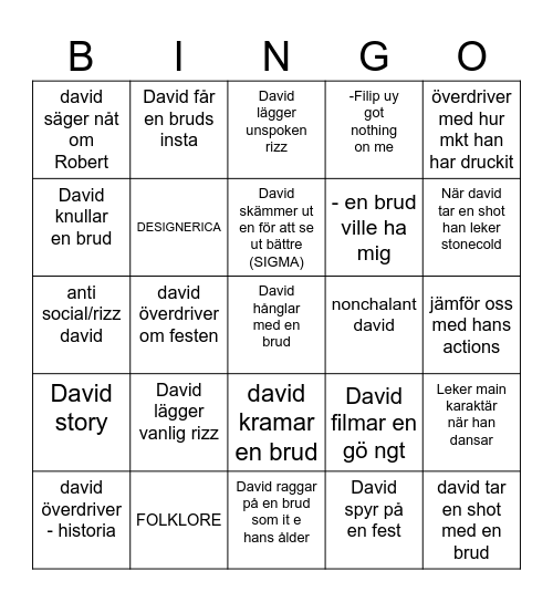 DAVID BINGO Card