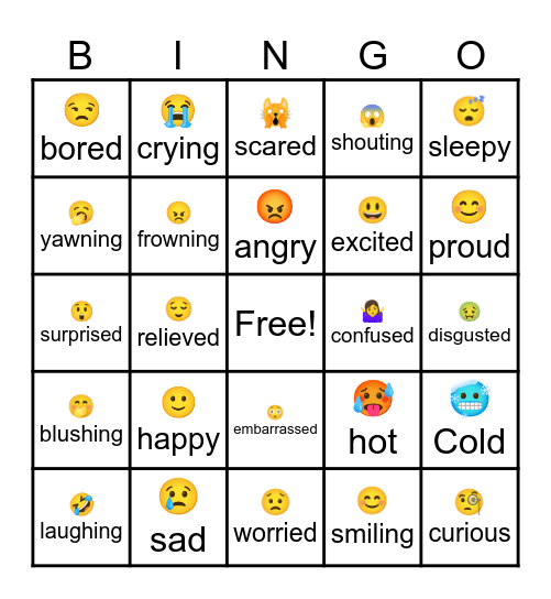 Emotional Awareness Bingo Card