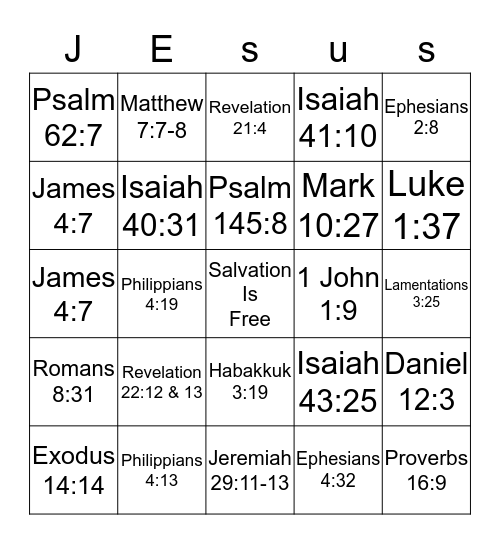Scripture Bingo Card