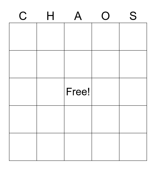 CHAOS Bingo Card
