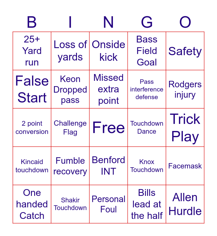 Lets Go Buffalo! Bingo Card