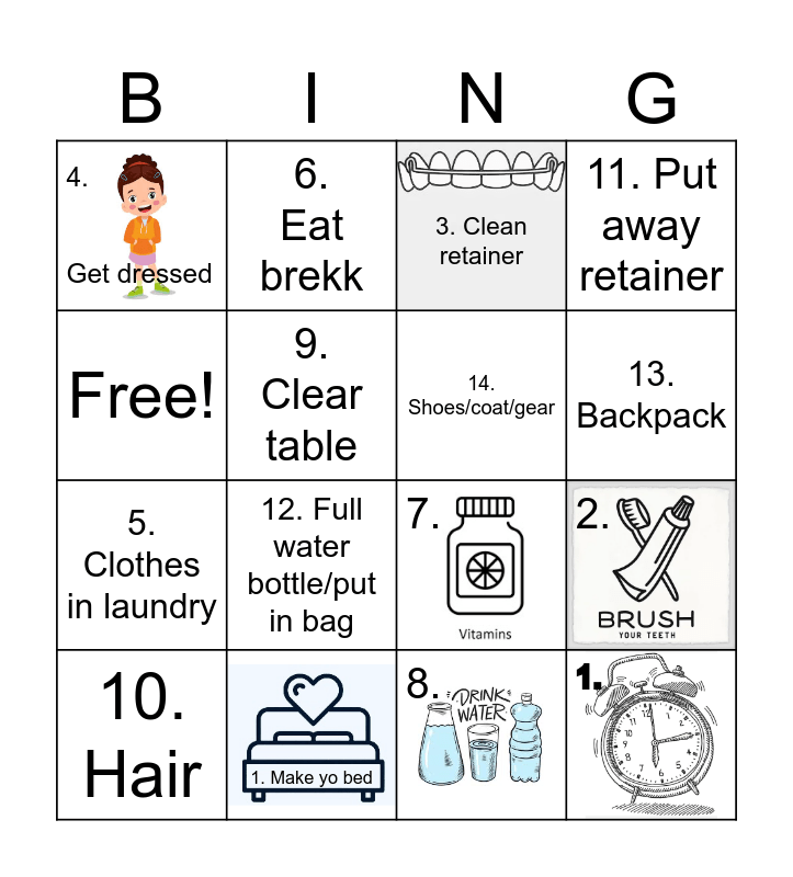 Morning Bingo Card