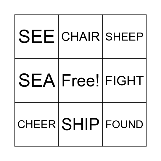 PHONETIC BINGO Card