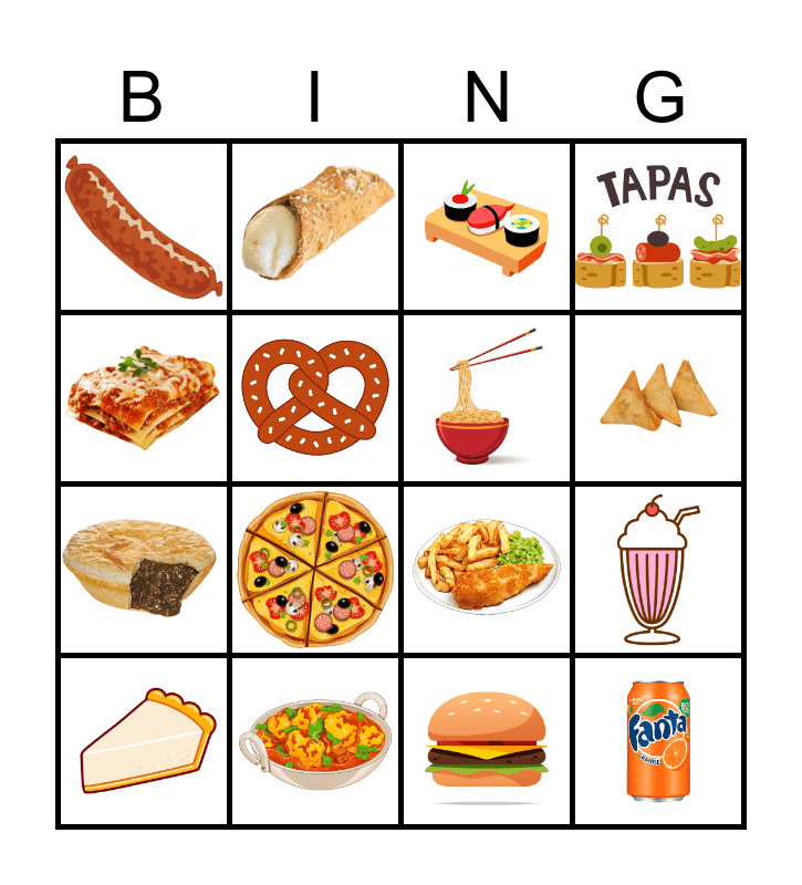 Food Around the World 2 Ad Astra Bingo Card