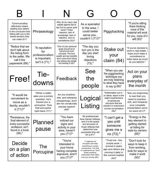 Chapters 9 -15 Bingo Card