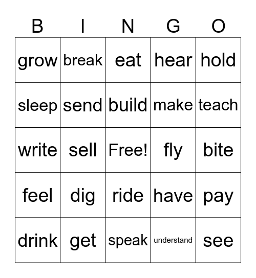 Present Perfect Bingo Card