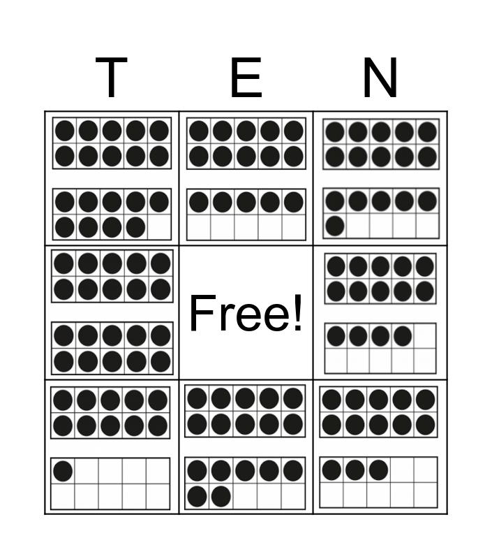 Double Ten Frames Bingo Card