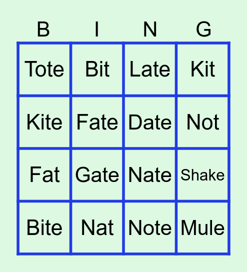 Reading Bingo Card