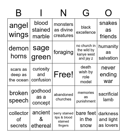 atlas Bingo Card