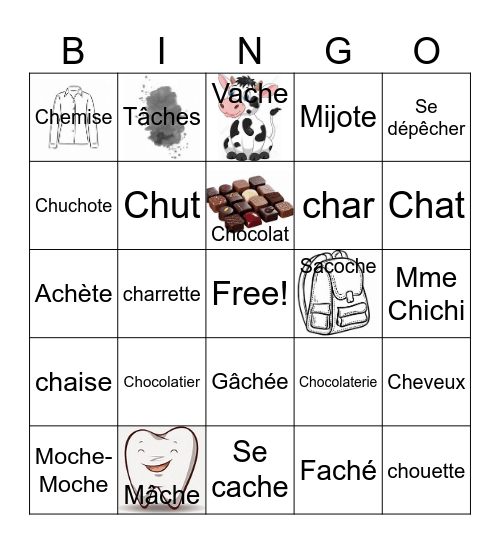 Le son "ch" Bingo Card