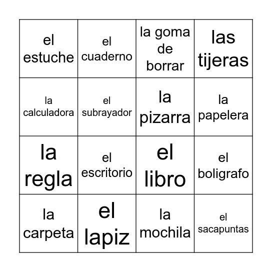 Bingo Material Escolor Bingo Card