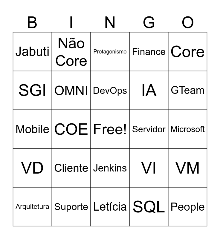 GERA Bingo Card