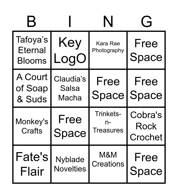 Treasure Walk Craft Show BINGO! Bingo Card
