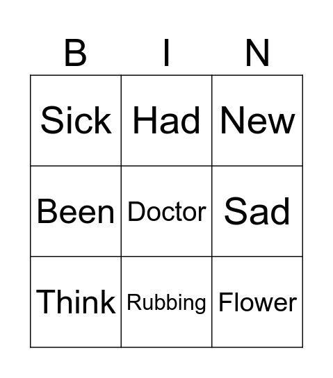Velveteen Rabbit Bingo Card