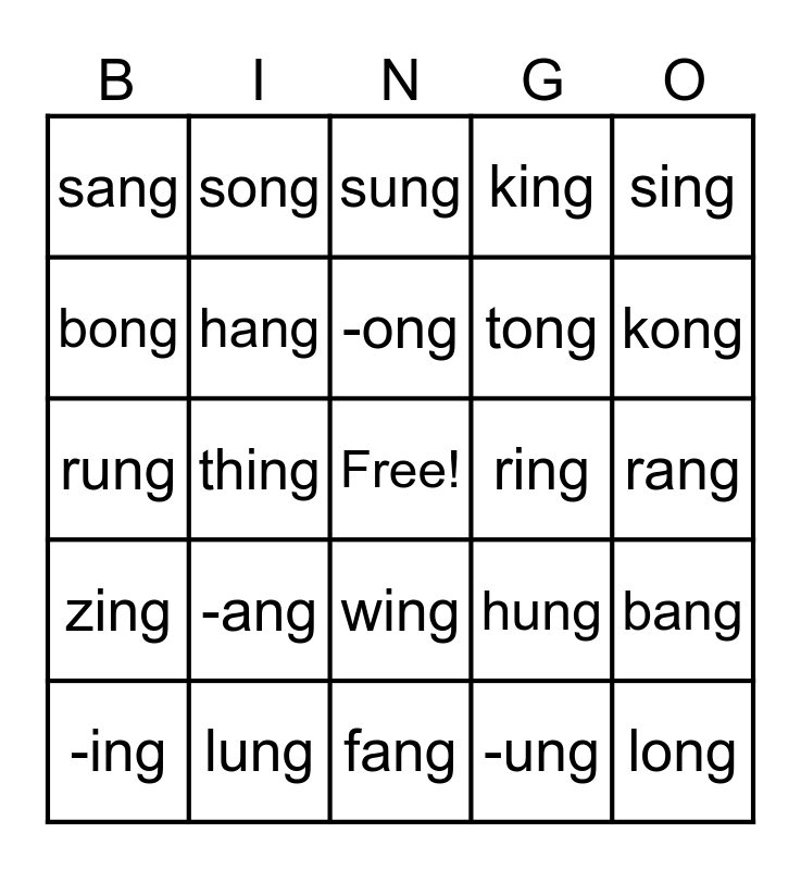 GLUED SOUNDS -NG Bingo Card