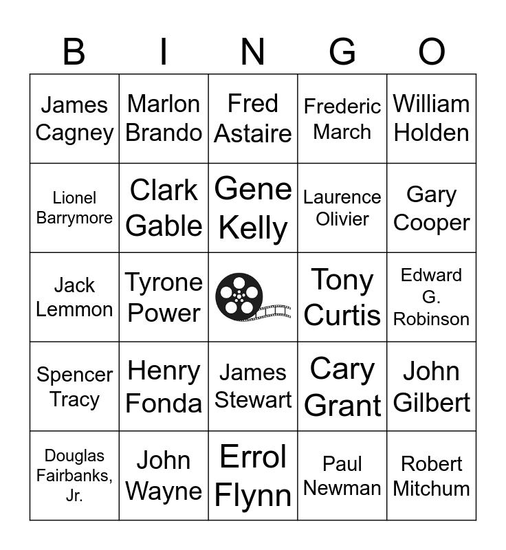 Classic Film Actors Bingo Card
