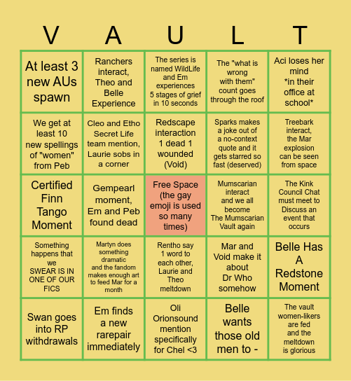 SESSION ONE LIFE SERIES PREDICTIONS Bingo Card