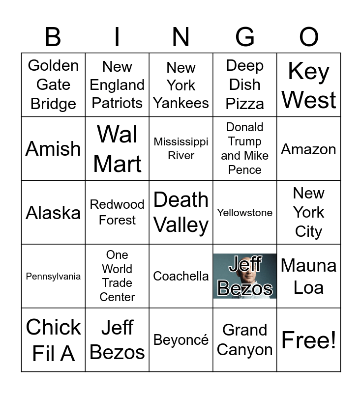 USA Bingo Card