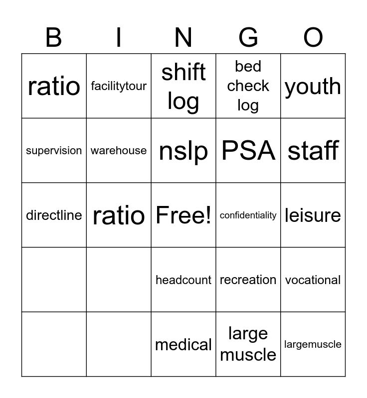 Focus Group Bingo Card