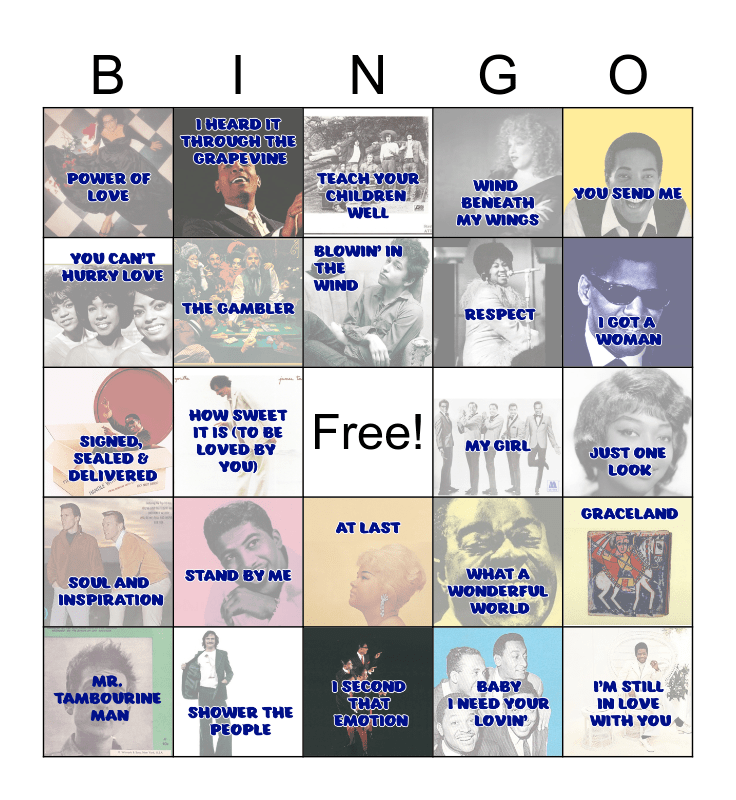 Ilene's 75th Birthday Musical Bingo Card