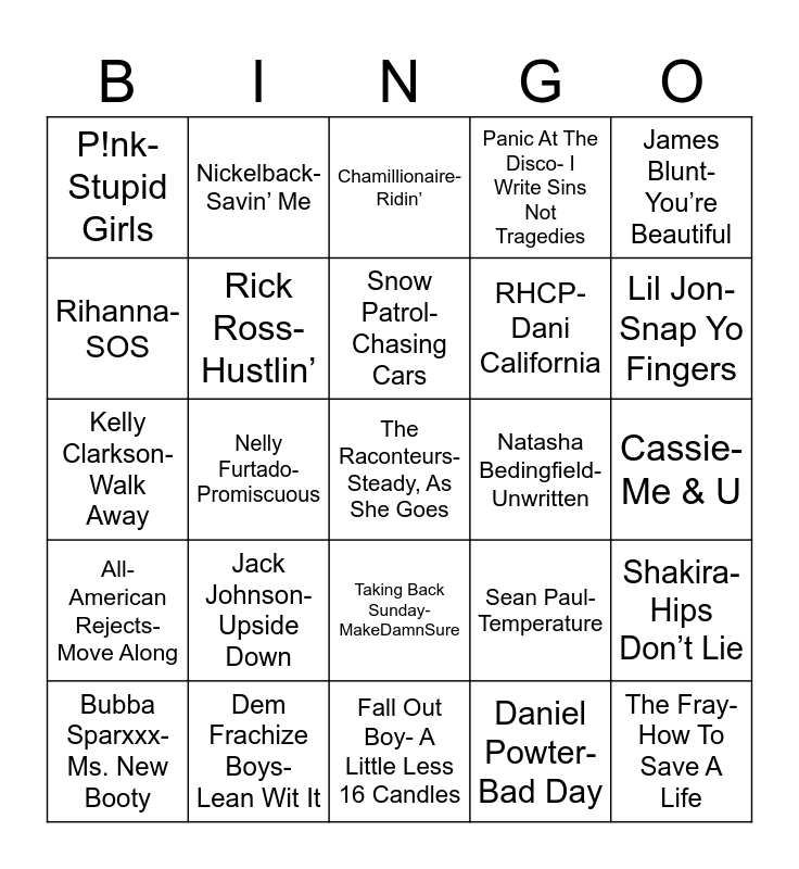 Radio Bingo Charts 6-6-6 Bingo Card