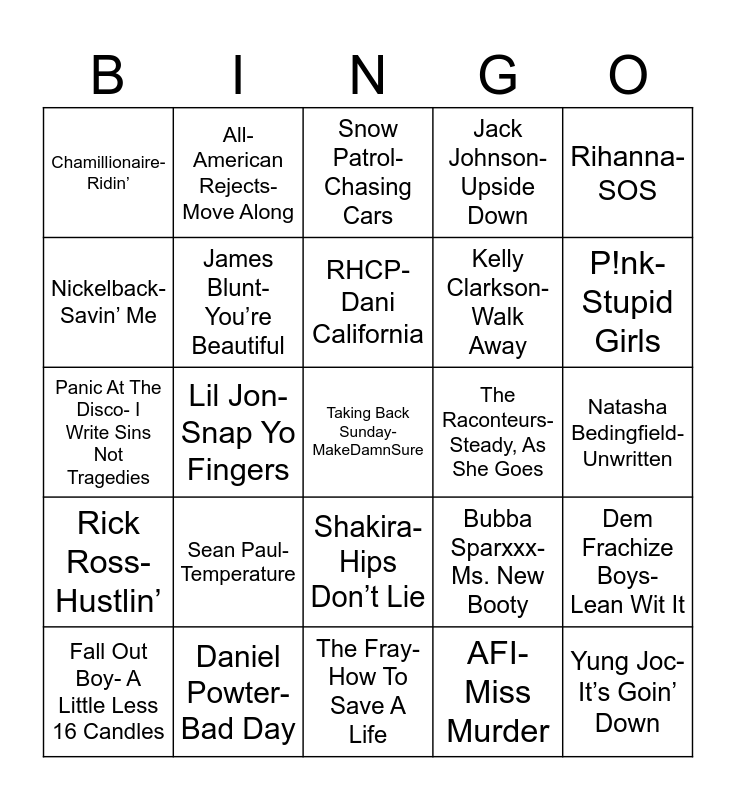 Radio Bingo Charts 6-6-6 Bingo Card