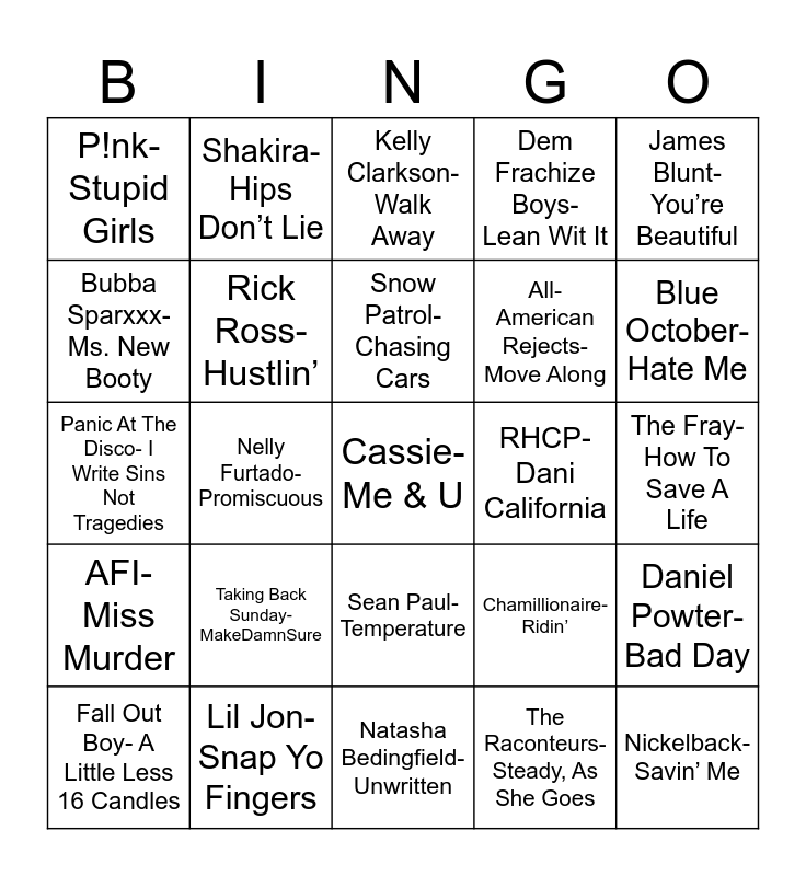 Radio Bingo Charts 6-6-6 Bingo Card