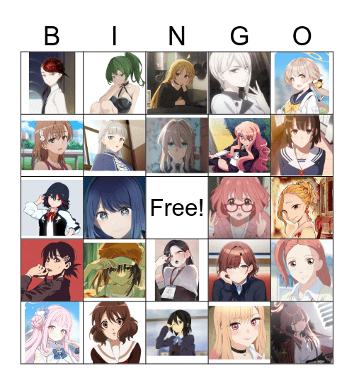 Favourite Character Bingo Card
