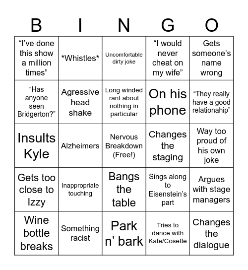 Fledermaus Support Group Bingo Card