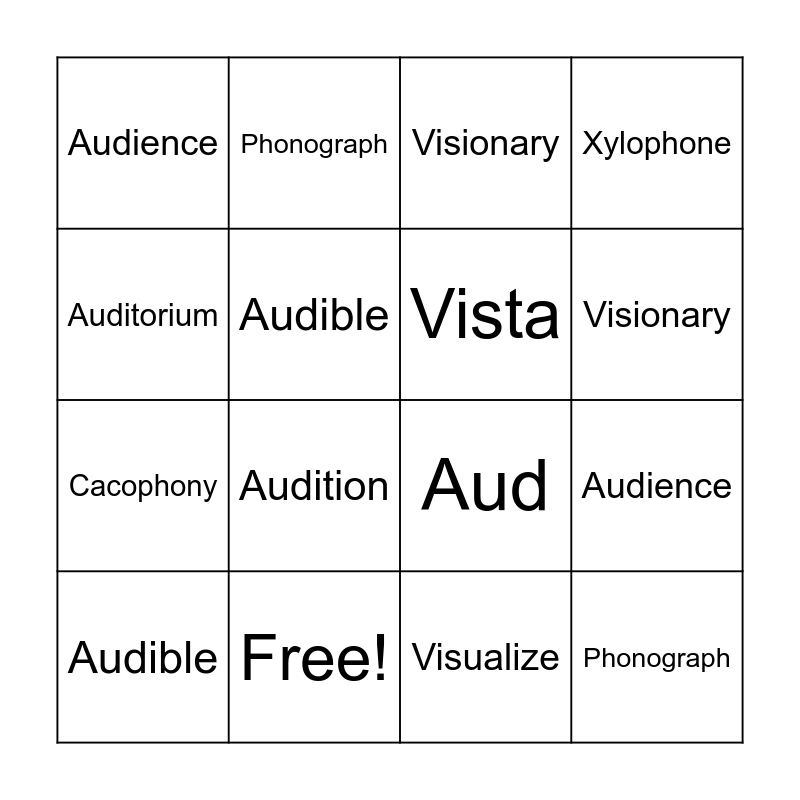 All Eyes and Ears Bingo Card