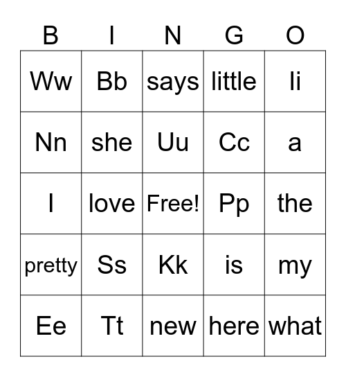 Fall Sight Word Bingo Card