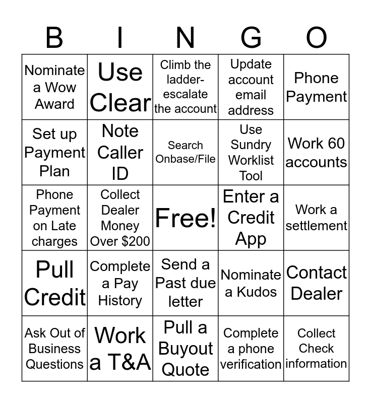 PM Bingo Card