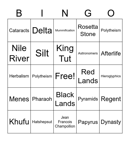 Ancient Bingo Card