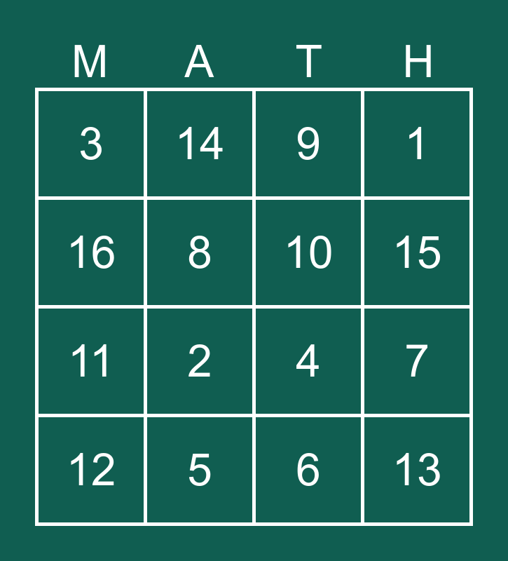 Logarithms Bingo Card