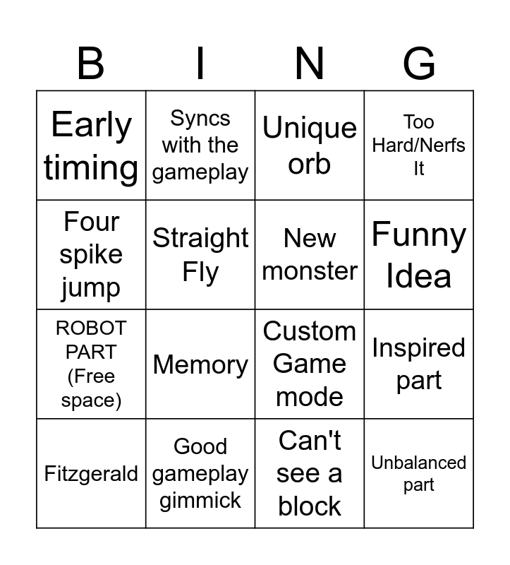 Vortrox Buffed Level Bingo Card