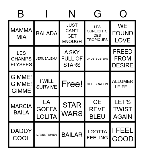 DISCO BINGO Card