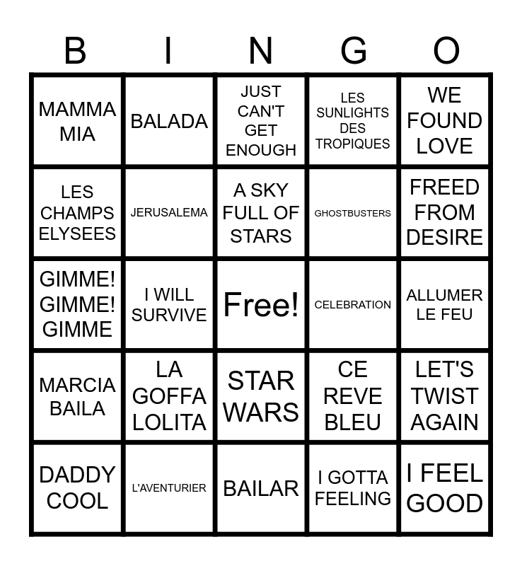 DISCO BINGO Card