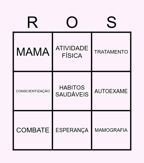 BINGO OUTUBRO ROSA Bingo Card
