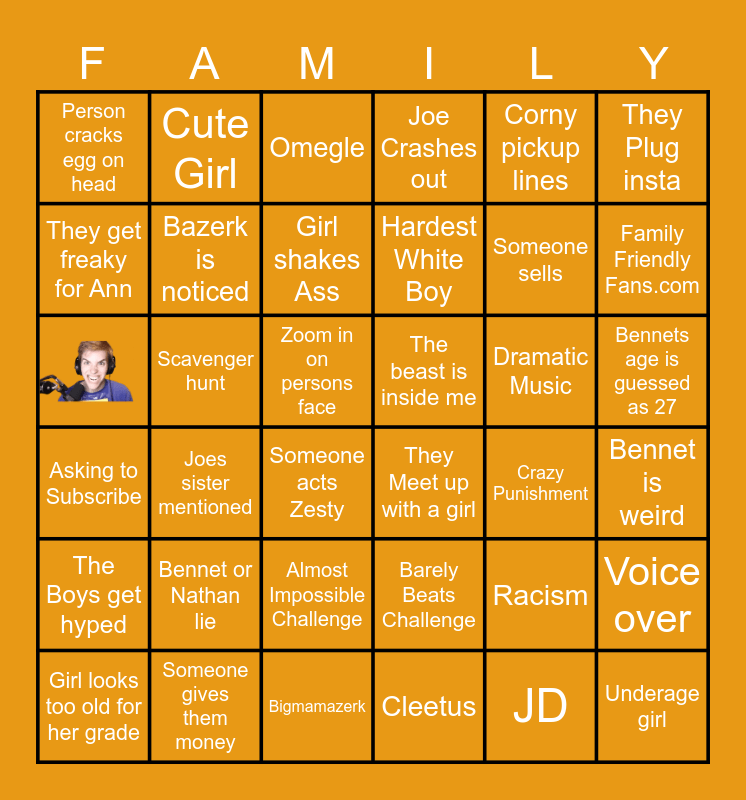 Family Friendly Bingo Card