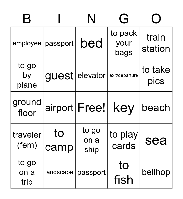 Las vacaciones (1-42) Bingo Card