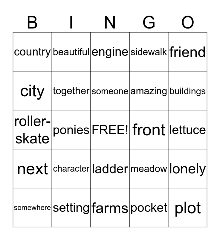 Second Grade Bingo Card