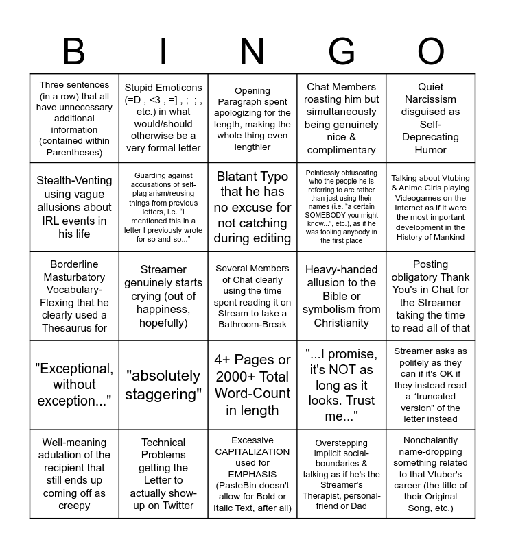 Logan-Letter BINGO! Bingo Card