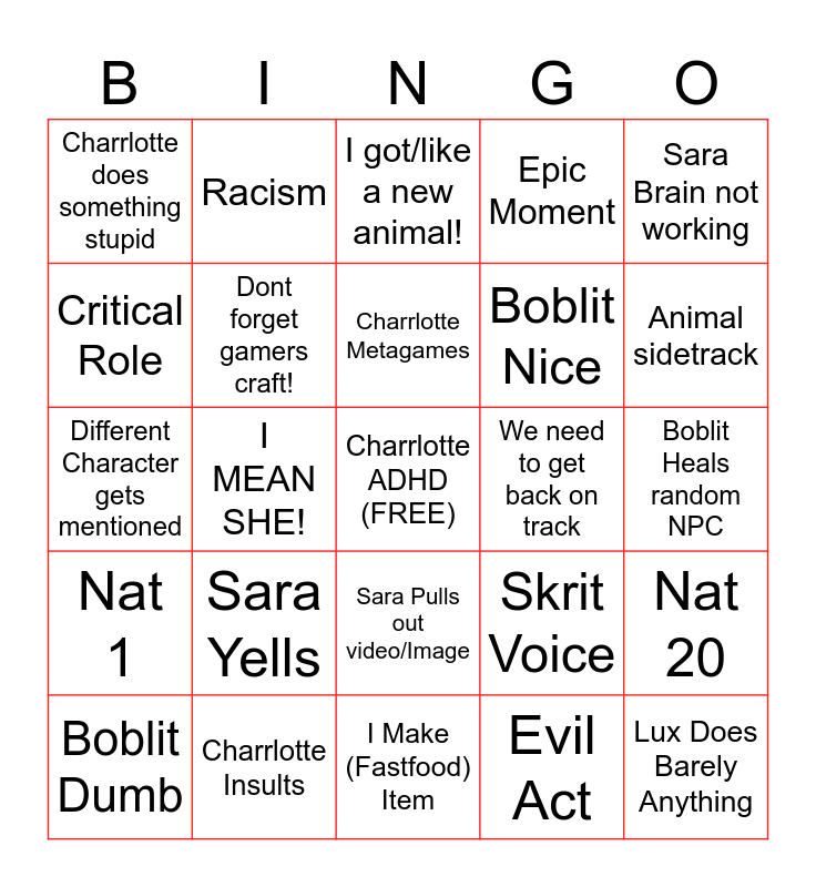 DND BINGO! [For me atleast] Bingo Card