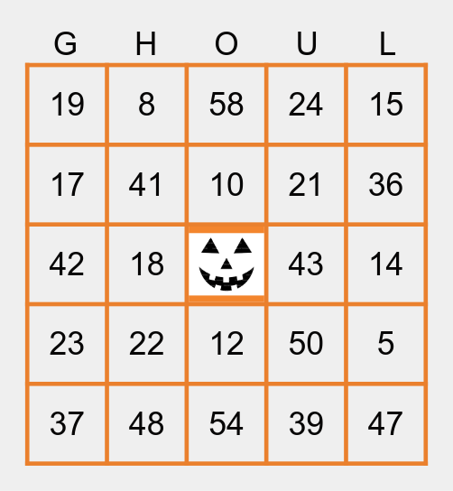 HAPPY HALLOWEEN Bingo Card