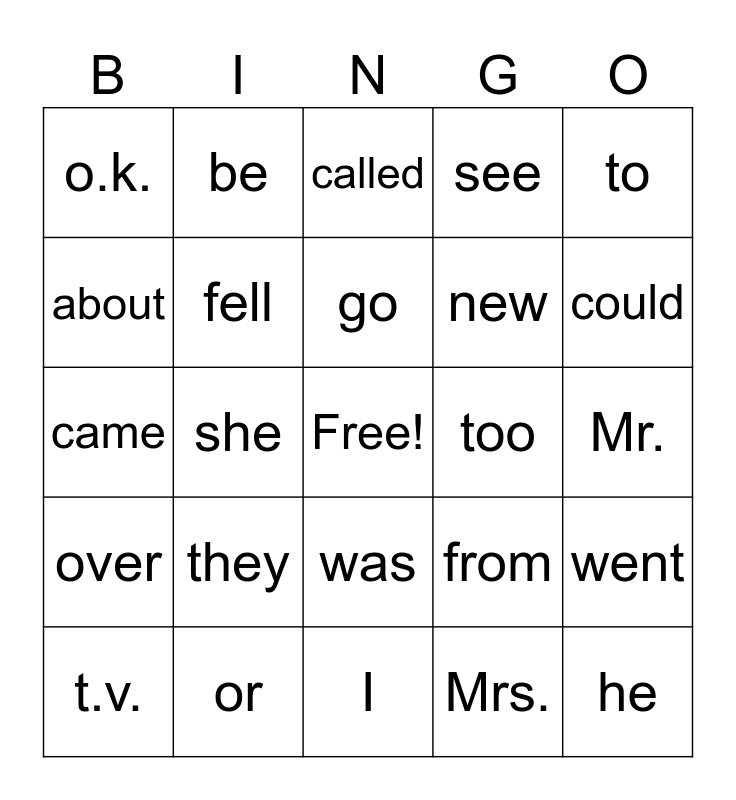 27 Bingo Card