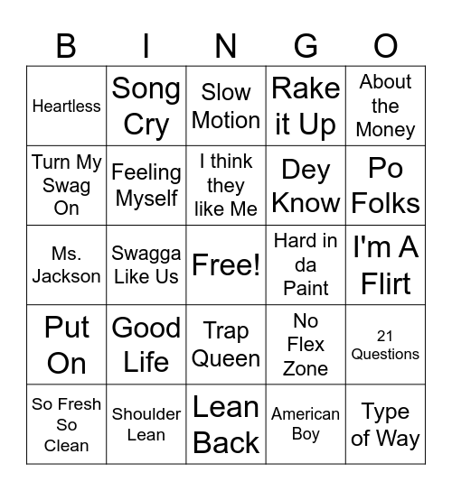 Bri & Quent Bday Bingo (Rap) Bingo Card