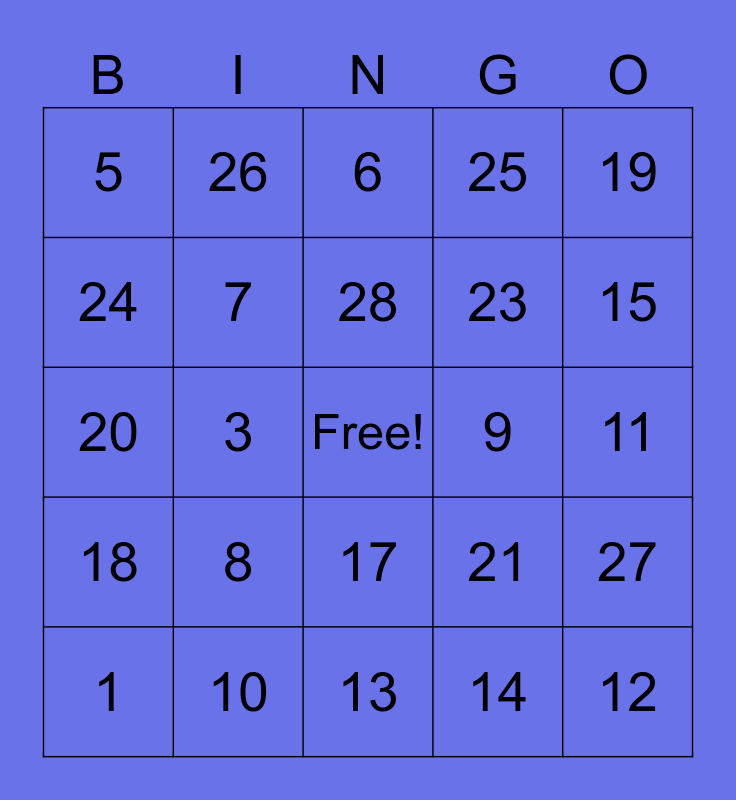 The compo scramble Bingo Card