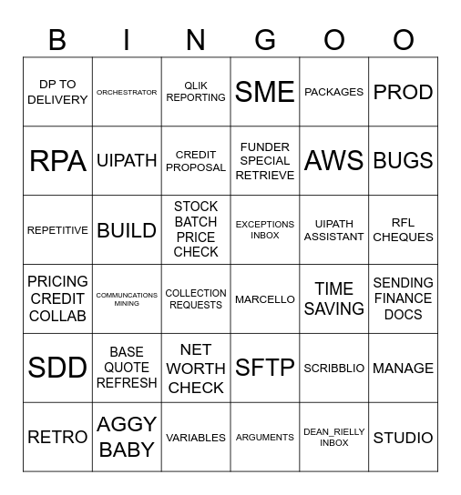 RPA BINGO Card