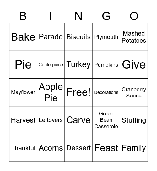 Thanksgiving! Bingo Card